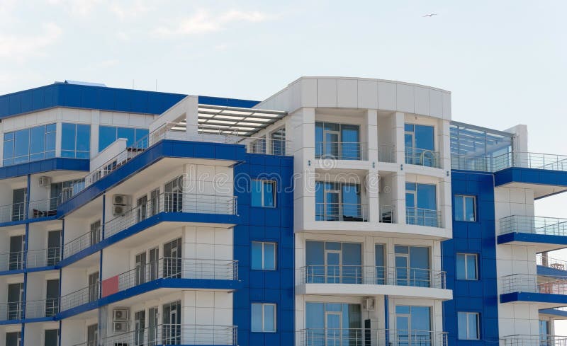 Modern Panel Apartment Building Stock Photo - Image of plastic, white ...