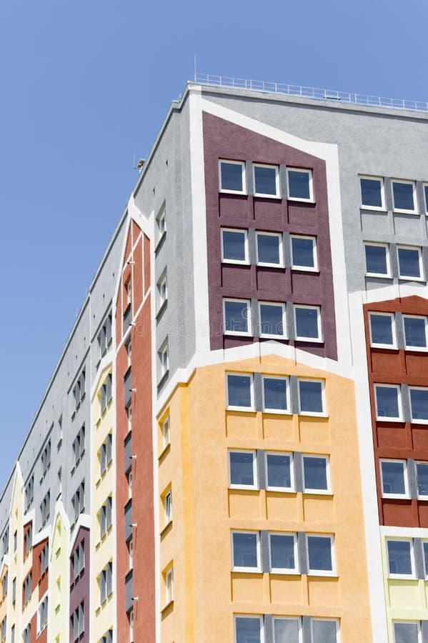 Modern Panel Apartment Building Stock Photo - Image of house, sunny ...