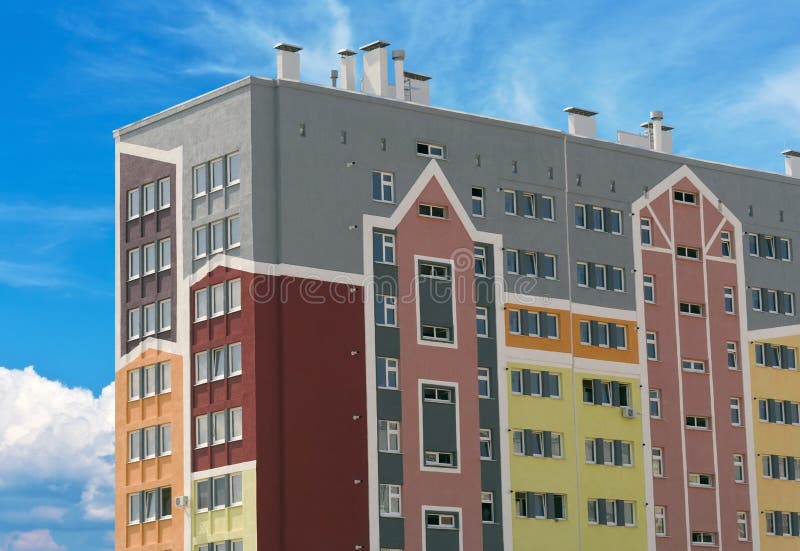 Modern Panel Apartment Building Stock Photo - Image of construction ...