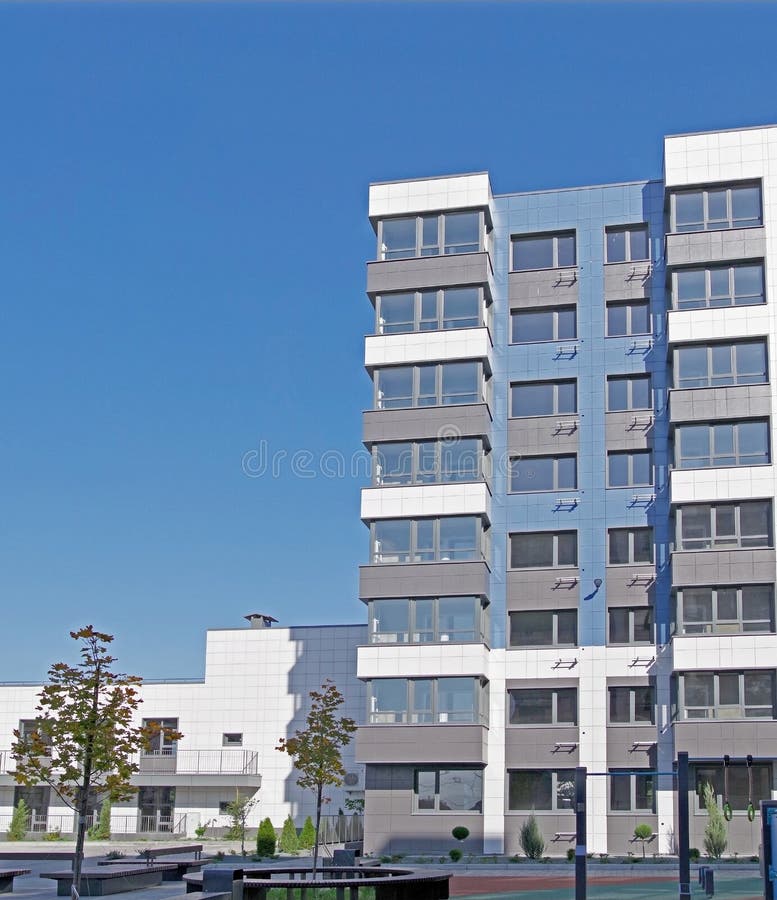Modern Panel Apartment Building Stock Photo - Image of facade, house ...