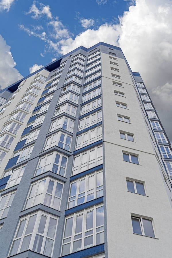 Modern Panel Apartment Building Stock Image - Image of city, white ...