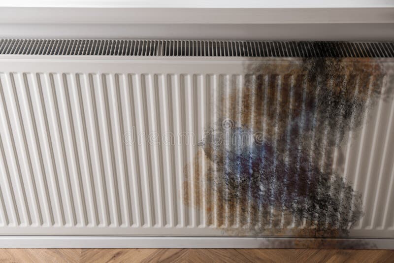 Modern Panel Radiator Affected by Rust Indoors Stock Photo - Image of ...