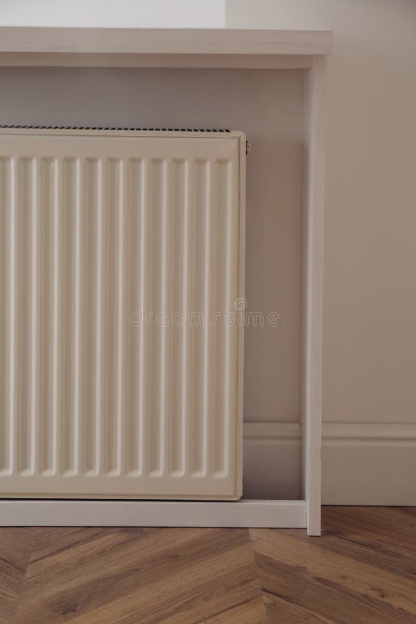 Modern Panel Radiator on White Wall Indoors Stock Image - Image of heat ...