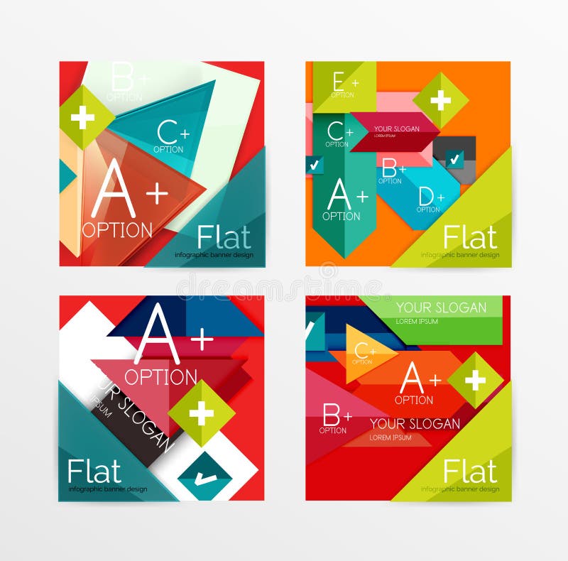 Modern Paper Info Banner Layout Set Stock Vector - Illustration of ...