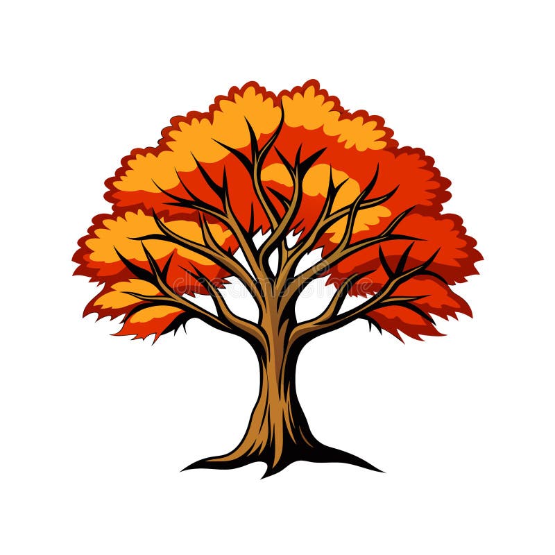 Modern Paperbark Maple Tree Artwork with Bold Features Stock ...