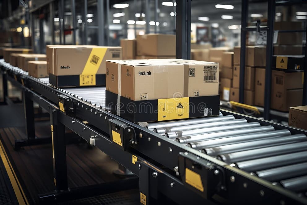 Modern Parcel Sorting Center. Generative AI Stock Photo - Image of ...