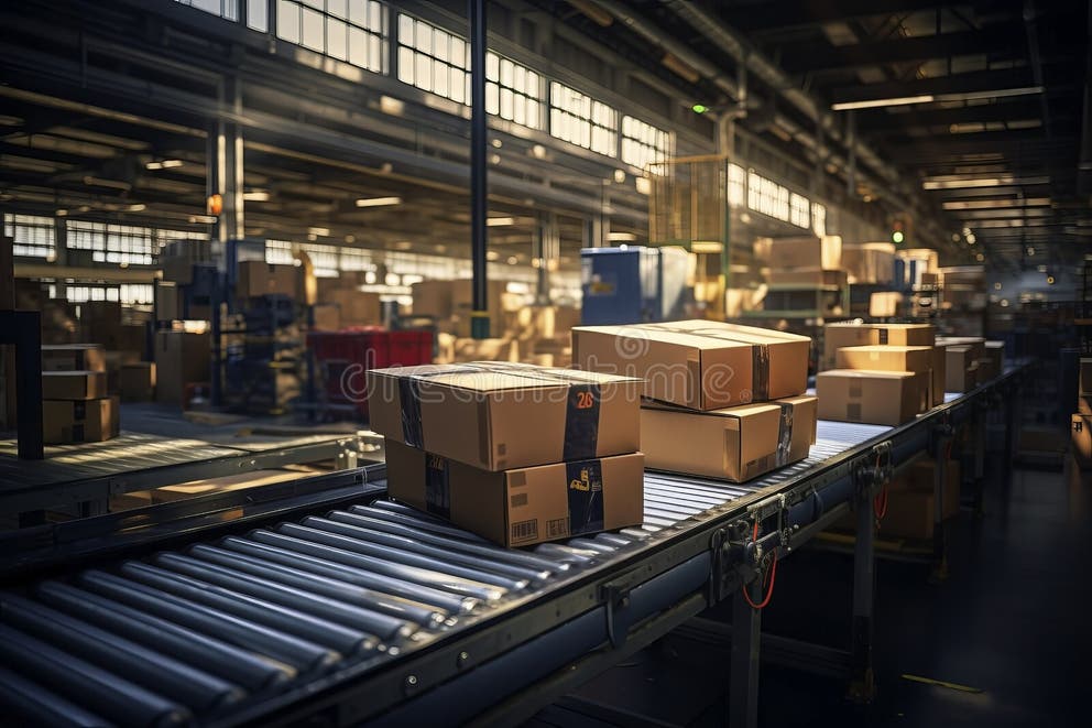 Modern Parcel Sorting Center. Generative AI Stock Photo - Image of ...