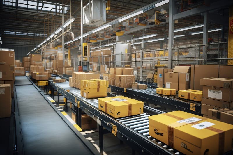 Modern Parcel Sorting Center. Generative AI Stock Photo - Image of ...