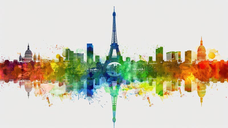 Modern Paris Travel Poster with Stylized Eiffel Tower and Vibrant ...