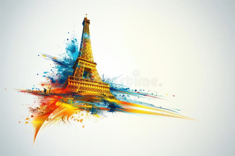 Modern Paris Travel Poster with Stylized Eiffel Tower and Vibrant ...
