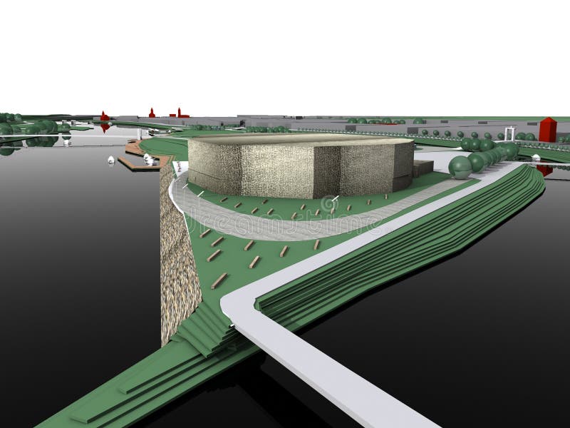 Modern park in the island stock illustration. Illustration of render ...