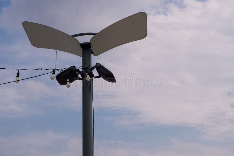 Modern Park Lighting Pole with LED Spotlights and Reflectors Against a ...