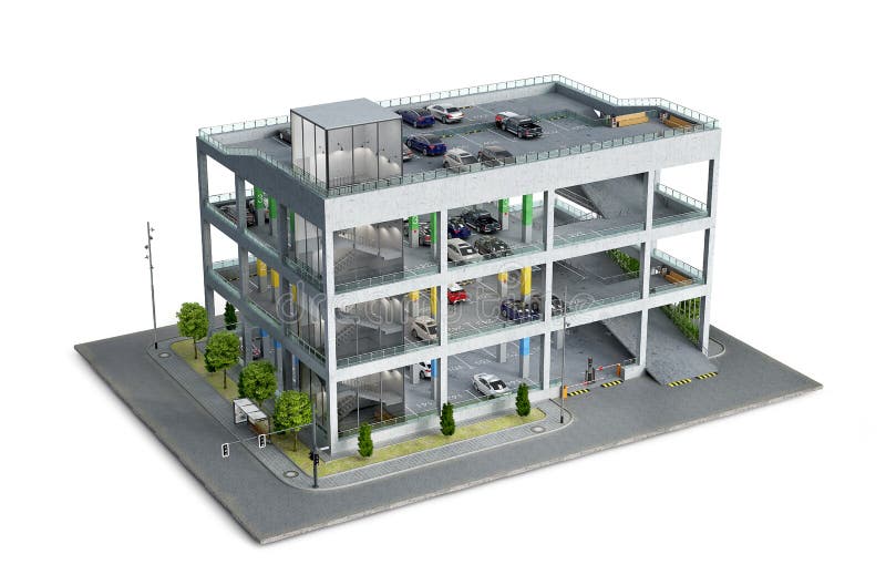Modern Parking Building on a Piece of Ground Stock Illustration ...
