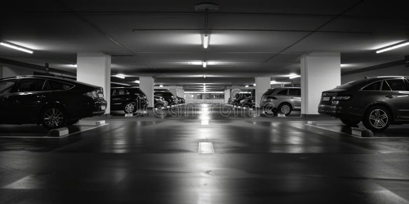 A Modern Parking Garage Filled with Rows of Parked Vehicles Stock Image ...