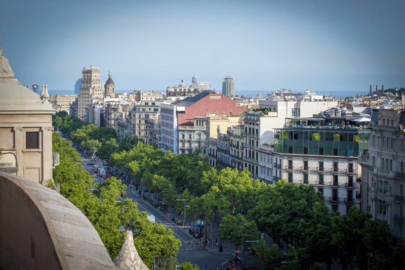 Modern Part, Main Street in Central Barcelona Stock Photo - Image of ...