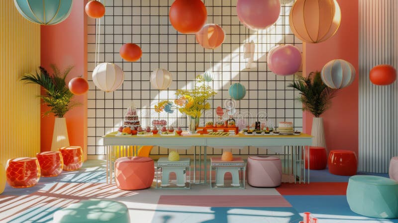 Modern Party Layout with Trendy Pattern Grid Stock Illustration ...