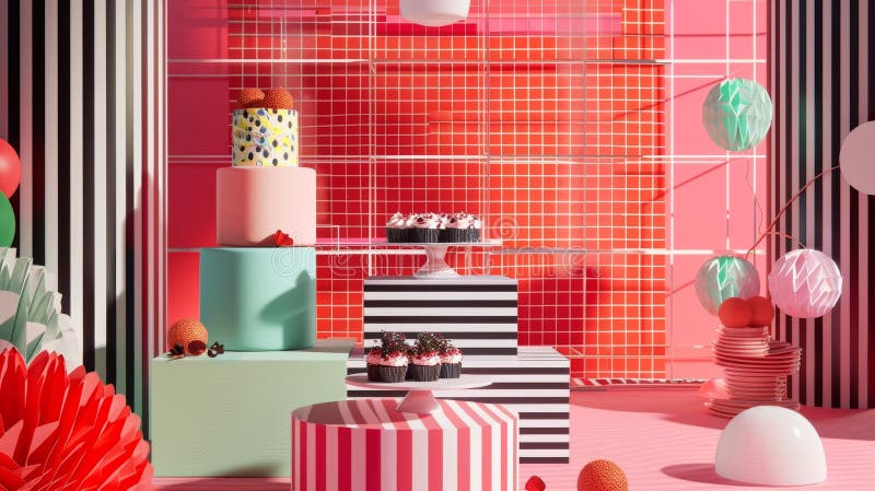 Modern Party Layout with Trendy Pattern Grid Stock Illustration ...