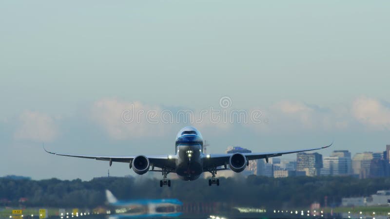Modern Passenger Airliner Accelerating Down the Runway and Soaring into ...