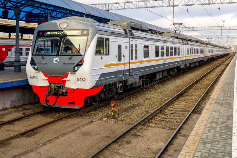 Modern Passenger Trains in Russia at the Station in Moscow Editorial ...