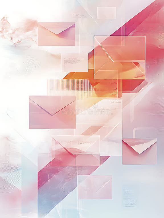 Modern Pastel Gradient Design Featuring Envelopes and Text Fragments ...