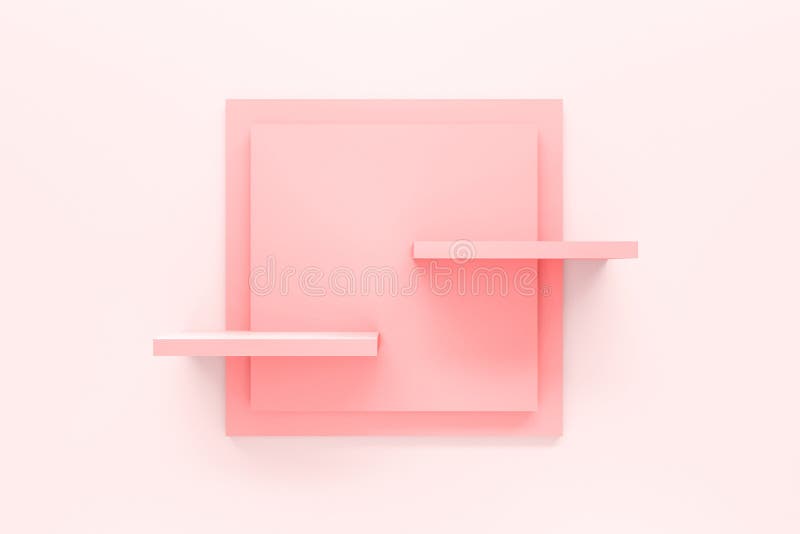 Modern Pastel Pink Shelf Display or Frame with Minimal Style on White ...