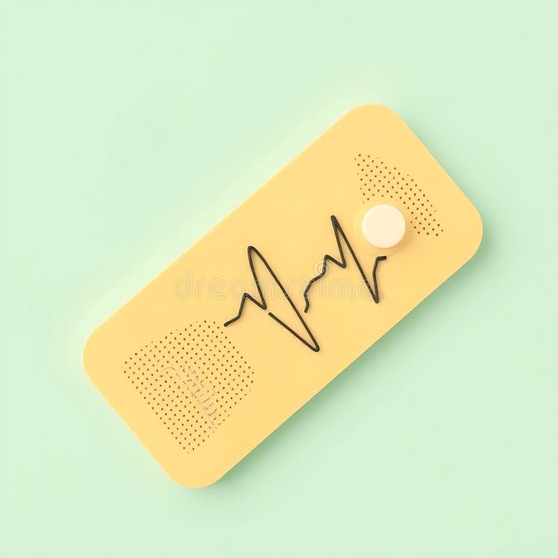 A Modern Pastel Yellow ECG Electrode Pad on a Soft Mint Backdrop Stock ...