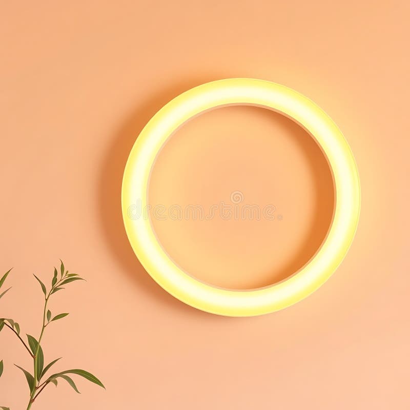 A Modern Pastel Yellow LED Ring Light with Adjustable Brightness on a ...