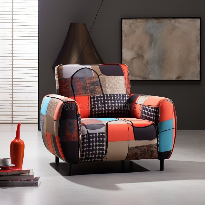 Modern Patchwork Fabric Sofa in Colorful Compositions with Distinctive ...