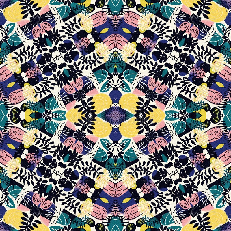 Modern Patchwork Grid Pattern With Fabric Effect Design Seamless