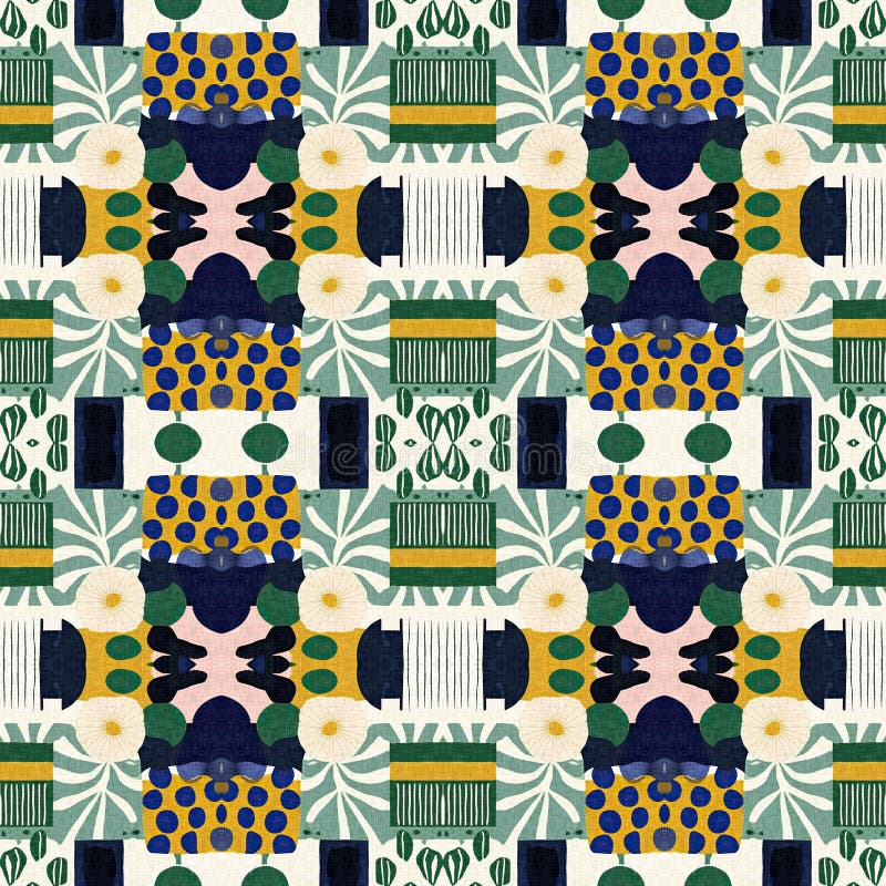 Modern Patchwork Grid Pattern with Fabric Effect Design. Seamless ...