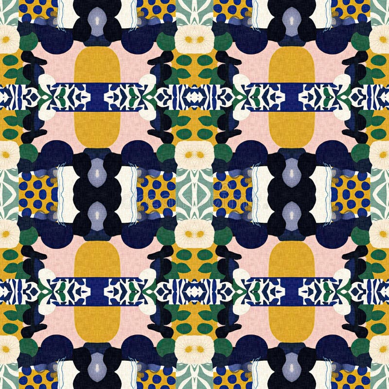 Modern Patchwork Grid Pattern with Fabric Effect Design. Seamless ...