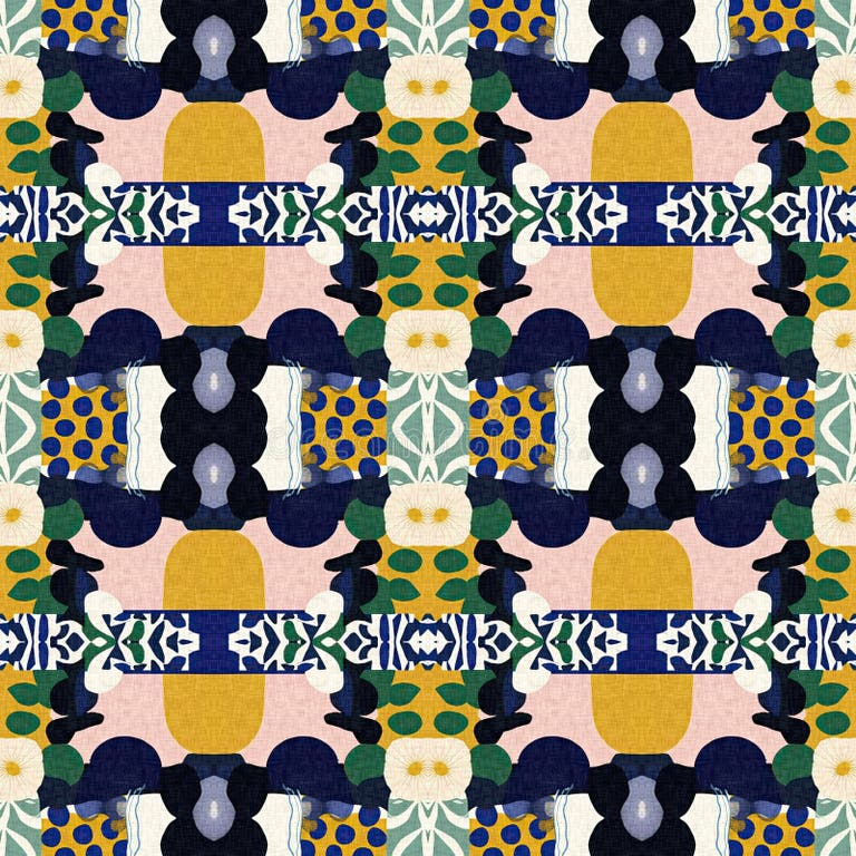 Modern Patchwork Grid Pattern with Fabric Effect Design. Seamless ...