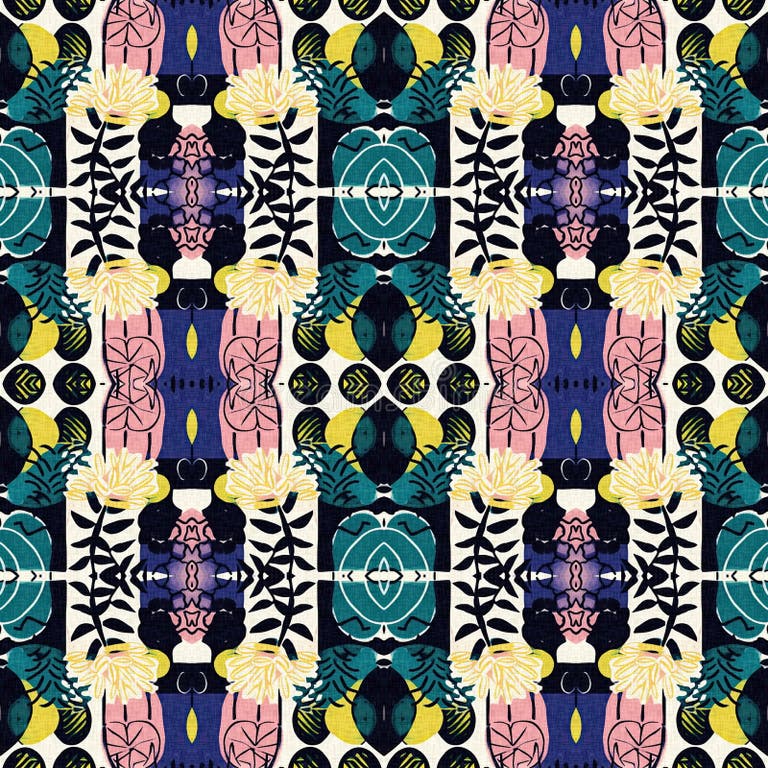 Modern Patchwork Grid Pattern with Fabric Effect Design. Seamless ...