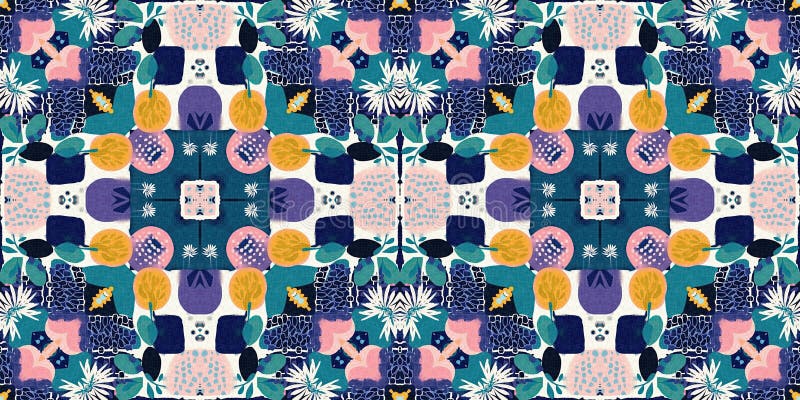 Modern Patchwork Grid Trim with Fabric Effect Design. Seamless ...