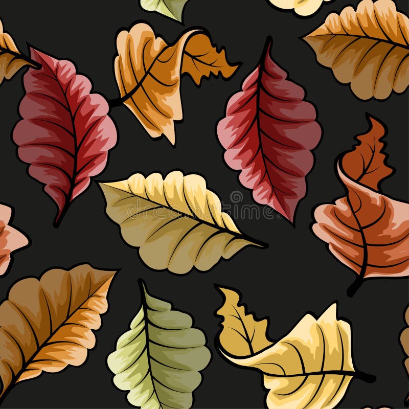 Modern Pattern with Colorful Autumn Leaves Seamless. Vector Graphic ...