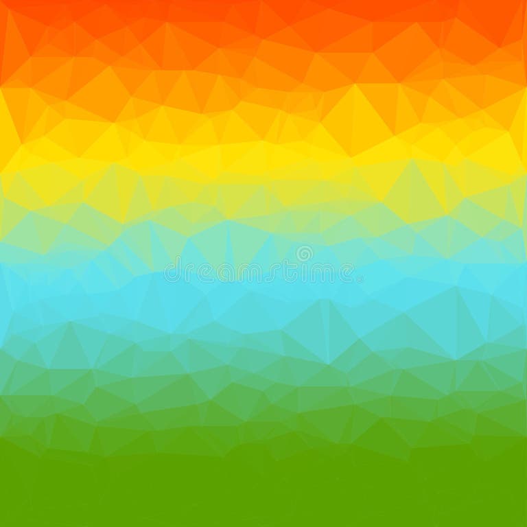 Abstract Polygon Background with Colors of Sunset, Clouds and Grass ...