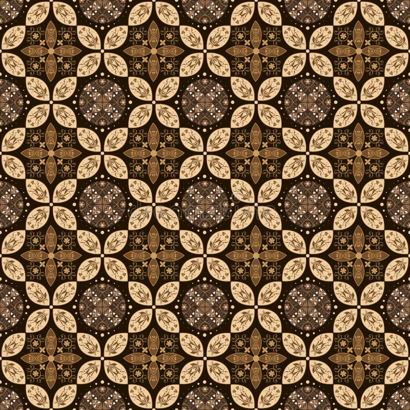 Modern Pattern on Javanese Batik with Seamless Dark Brown Color Stock ...