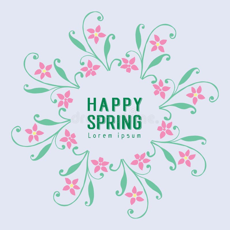 Modern Pattern of Leaf and Floral Frame Design, for Happy Spring Poster ...