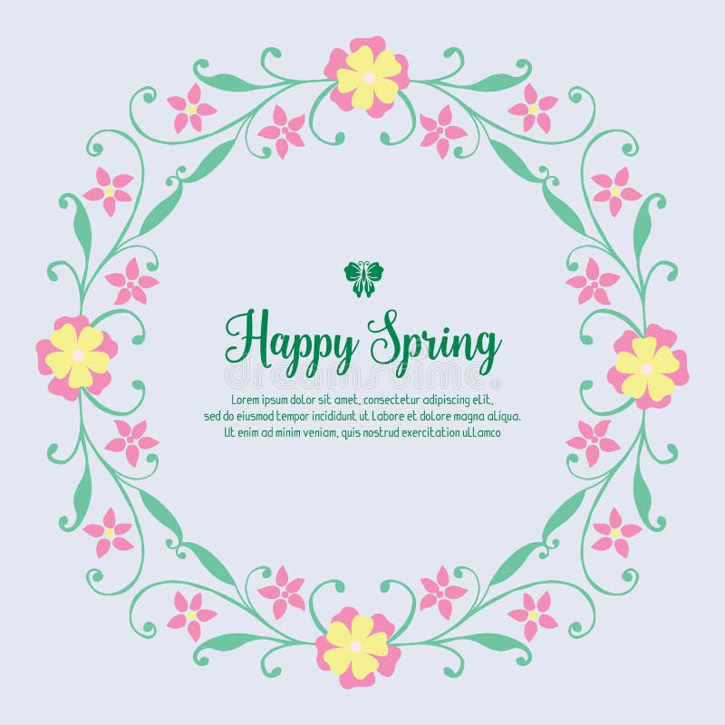 Modern Pattern of Leaf and Floral Frame Design, for Happy Spring Poster ...