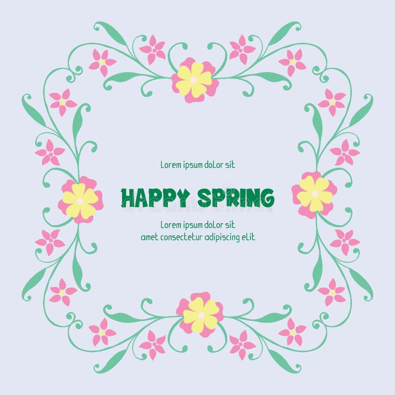 Modern Pattern of Leaf and Floral Frame Design, for Happy Spring Poster ...