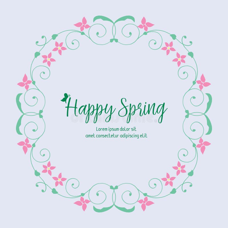 Modern Pattern of Leaf and Flower Frame, for Happy Spring Cards ...