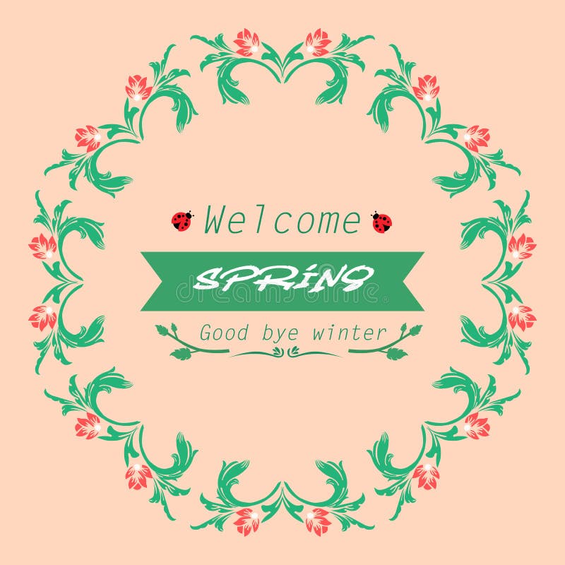 Modern Pattern of Leaf and Flower Frame, for Welcome Spring Poster ...