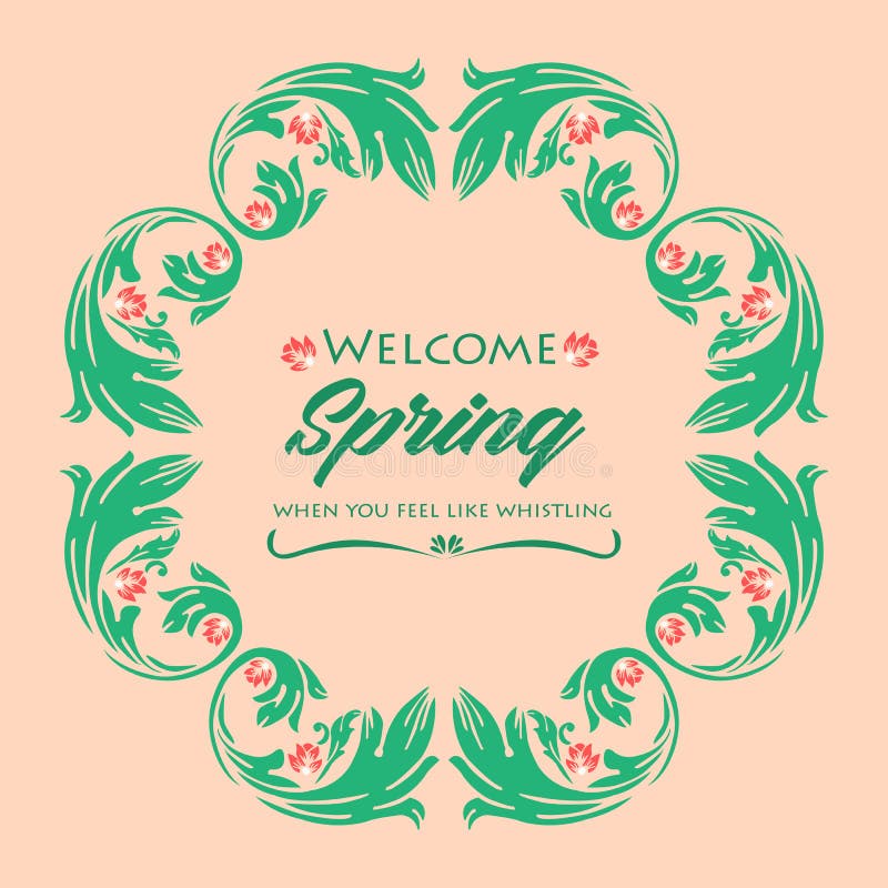 Modern Pattern of Leaf and Flower Frame, for Welcome Spring Poster ...