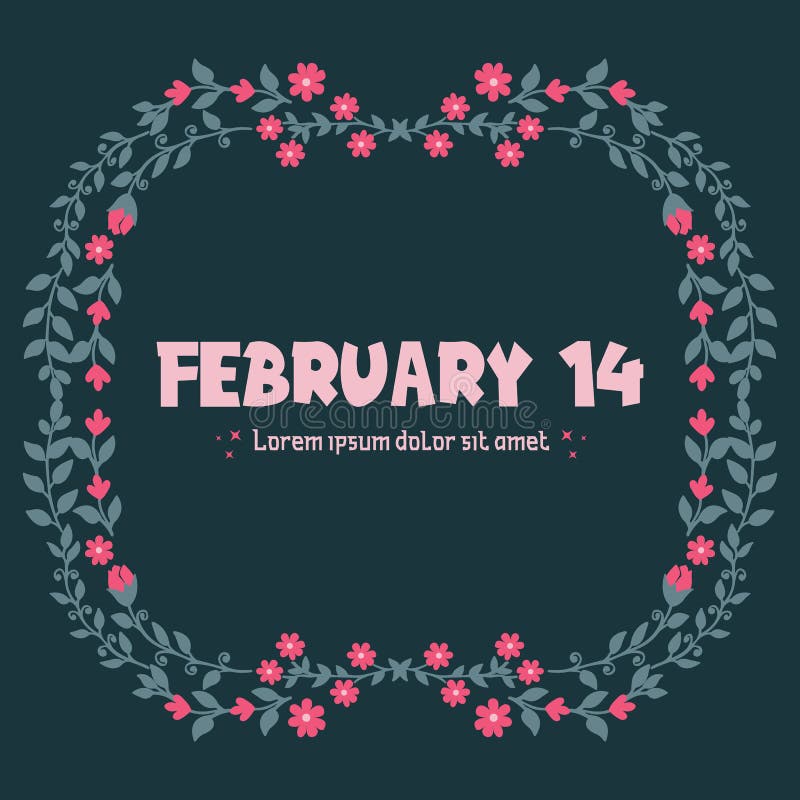 Modern Pattern of Leaf and Pink Flower Frame, for Antique 14 February ...