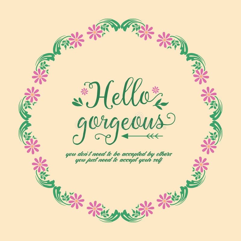 Modern Pattern of Leaf and Pink Flower Frame, for Elegant Hello ...