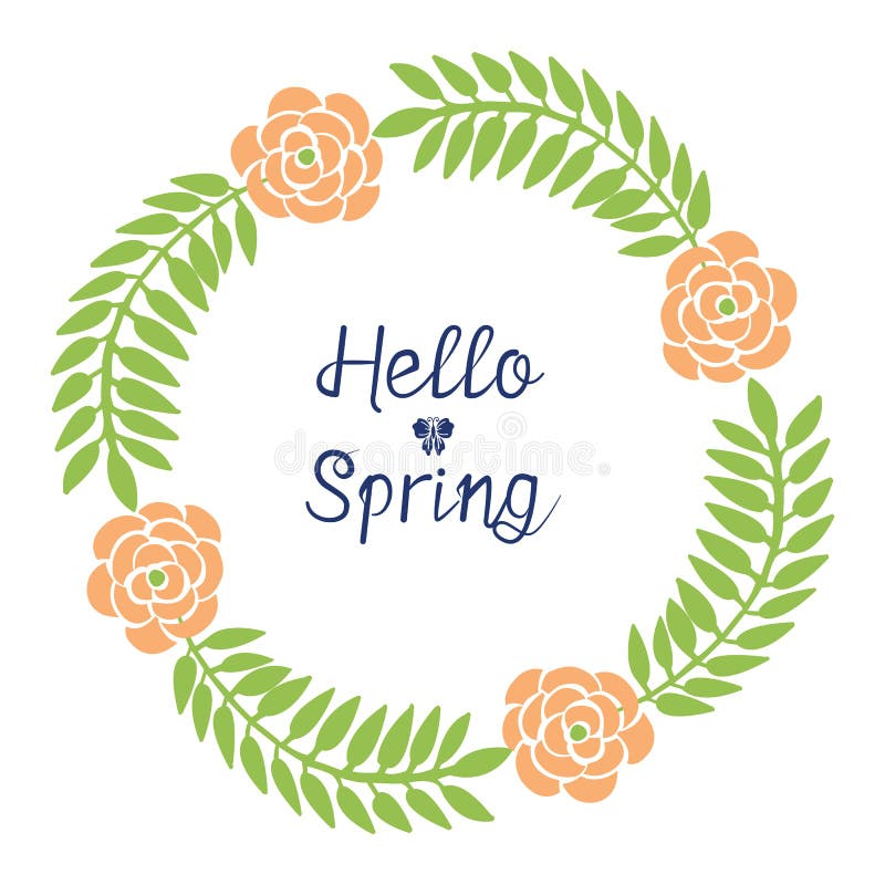 Modern Pattern of Leaf and Rose Flower Frame, for Hello Spring Cards ...