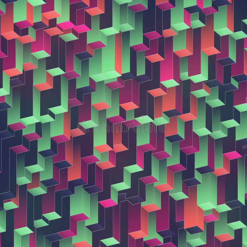 Modern Pattern of Multi Colored Rectangles. Abstract 3d Rendering ...