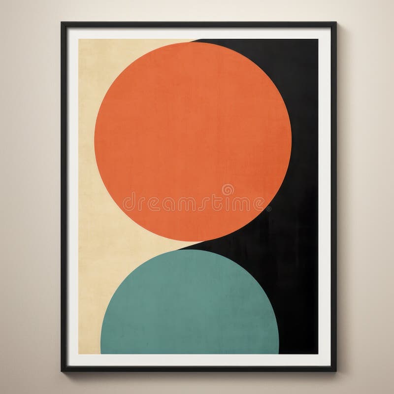 Minimalist Abstract Design Poster with Dark Orange and Teal Circles ...