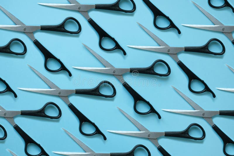 Modern Pattern with Scissors on Blue Background Stock Image - Image of ...