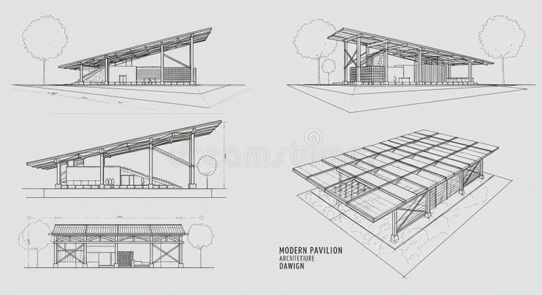 Modern Pavilion Architectural Drawings in a Minimalist Style ...